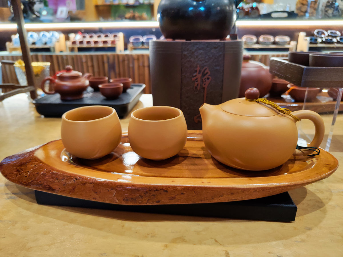Premium Purple Clay Teapot set with wooden tray – Zensation